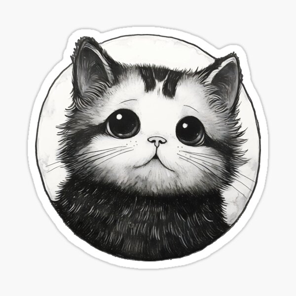 "Cute cat drawing" Sticker for Sale by ColorConsole | Redbubble