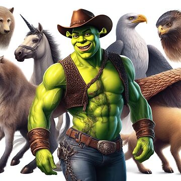 "Sexy Muscled Cowboy Shrek" Sticker by atikus | Redbubble