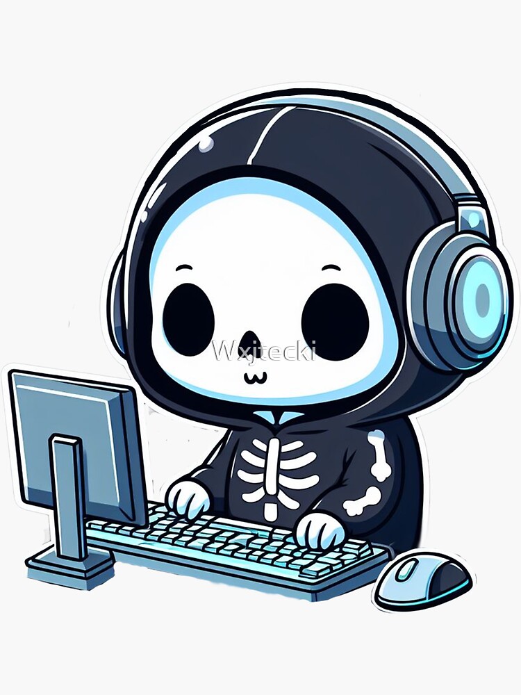 "Gaming Skeleton" Sticker for Sale by Wxjtecki | Redbubble