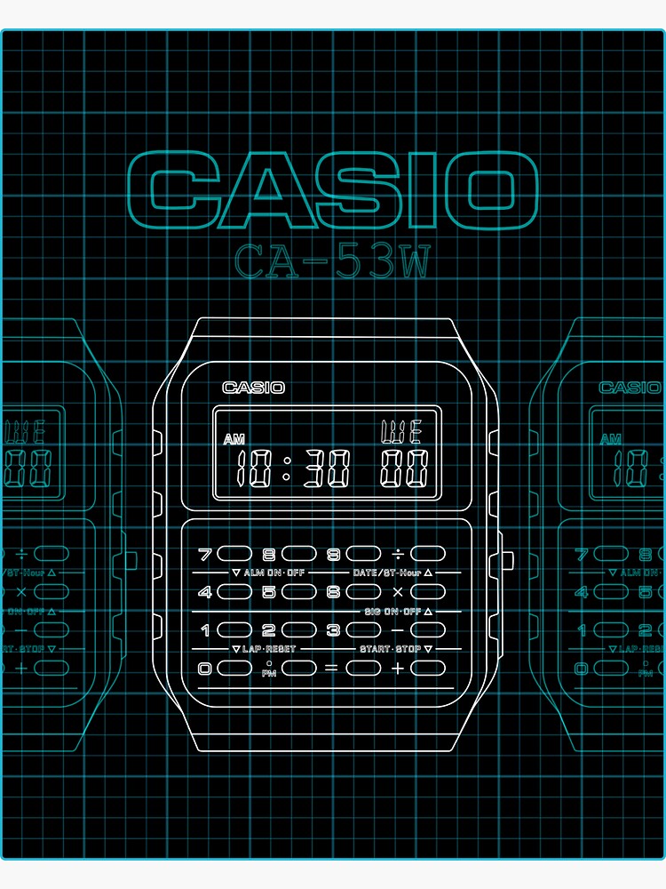 "Casio CA-53W Negative Grid" Sticker for Sale by RadDadArt | Redbubble