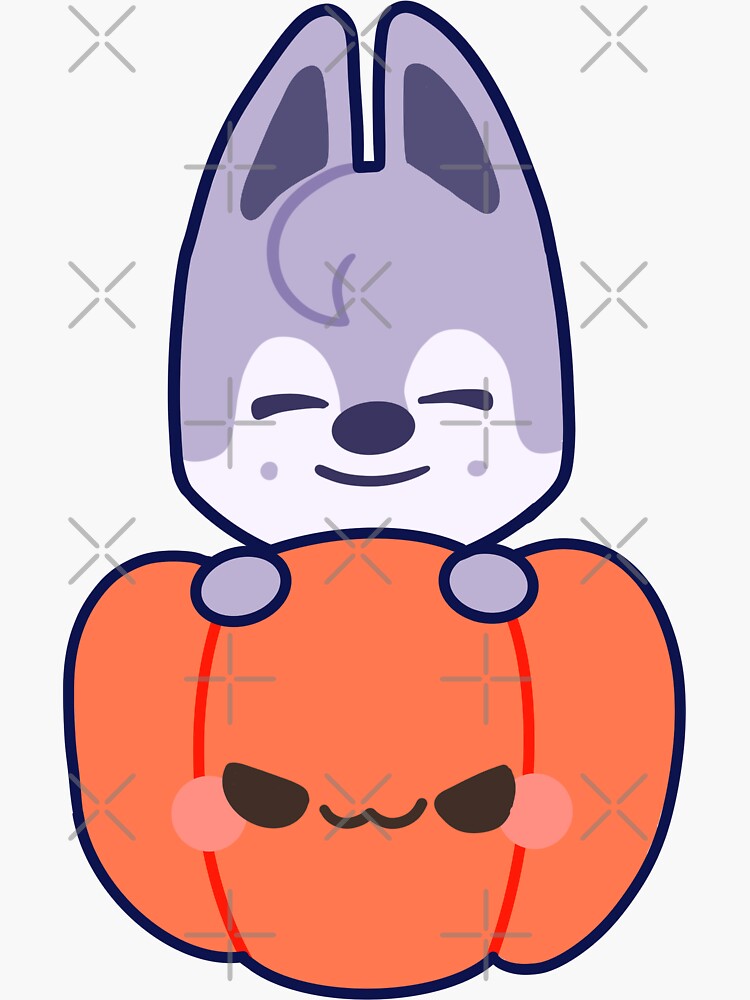 "STRAY KIDS (SKZOO) Bang Chan’s Character Wolf Chan Pumpkin" Sticker for Sale by LilMissRandom17 ...