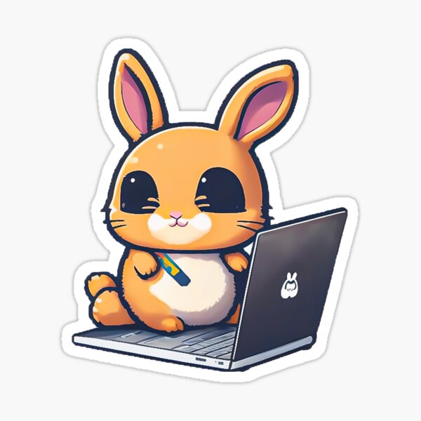 "Cute rabbit as a programmer" Sticker for Sale by KookiewthTae | Redbubble