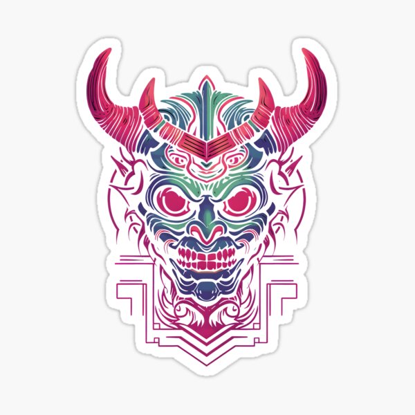 "Japanese Oni Mask" Sticker by Edgeofnowhere | Redbubble