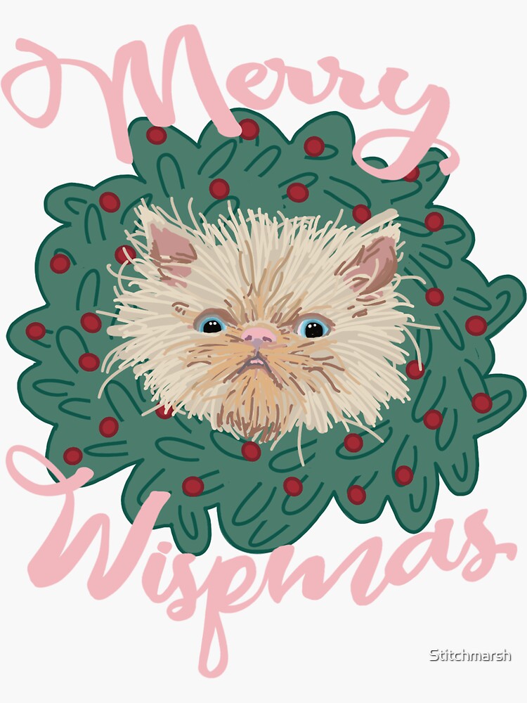 "Christmas Wisp Tiktok Cat" Sticker for Sale by Stitchmarsh | Redbubble