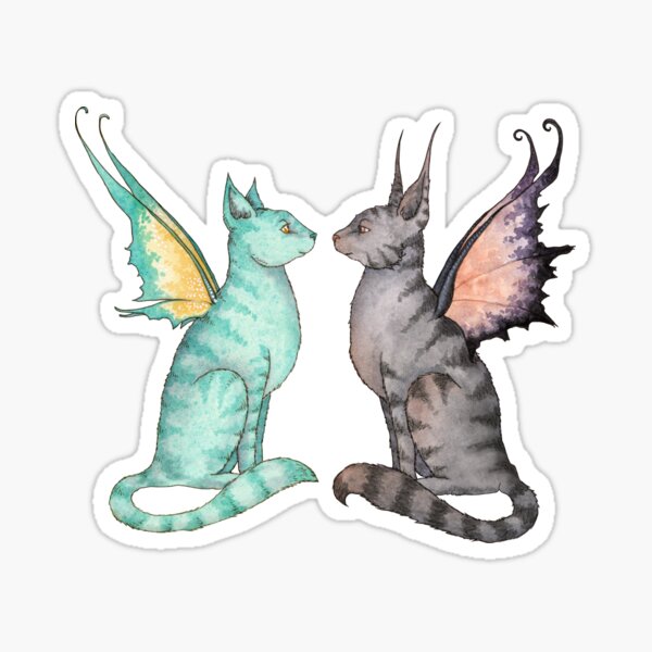 "Fairy Cats" Sticker for Sale by AmyBrownArt | Redbubble