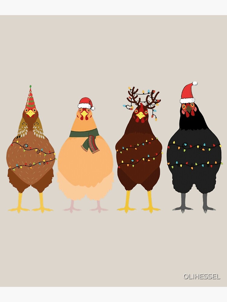 "сute christmas chickens Christmas Farm" Greeting Card for Sale by ...