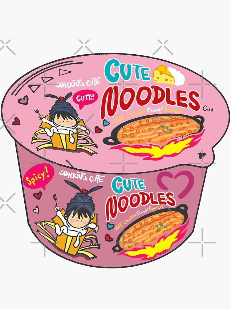 "Spicy Cute Noodles " Sticker for Sale by SnackingCute | Redbubble