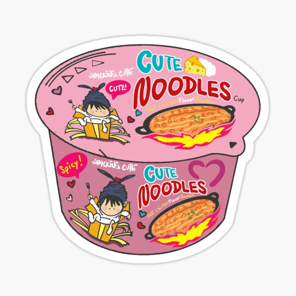 "Spicy Cute Noodles " Sticker for Sale by SnackingCute | Redbubble