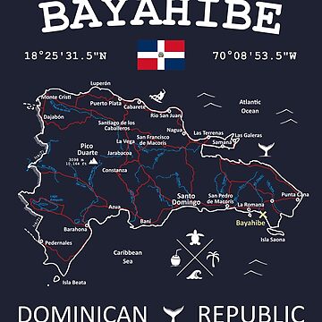 "Bayahibe Dominican Republic Flag Travel Map Coordinates Roads Rivers ...