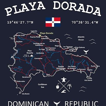 "Playa Dorada Dominican Republic Flag Travel Map Coordinates Roads ...