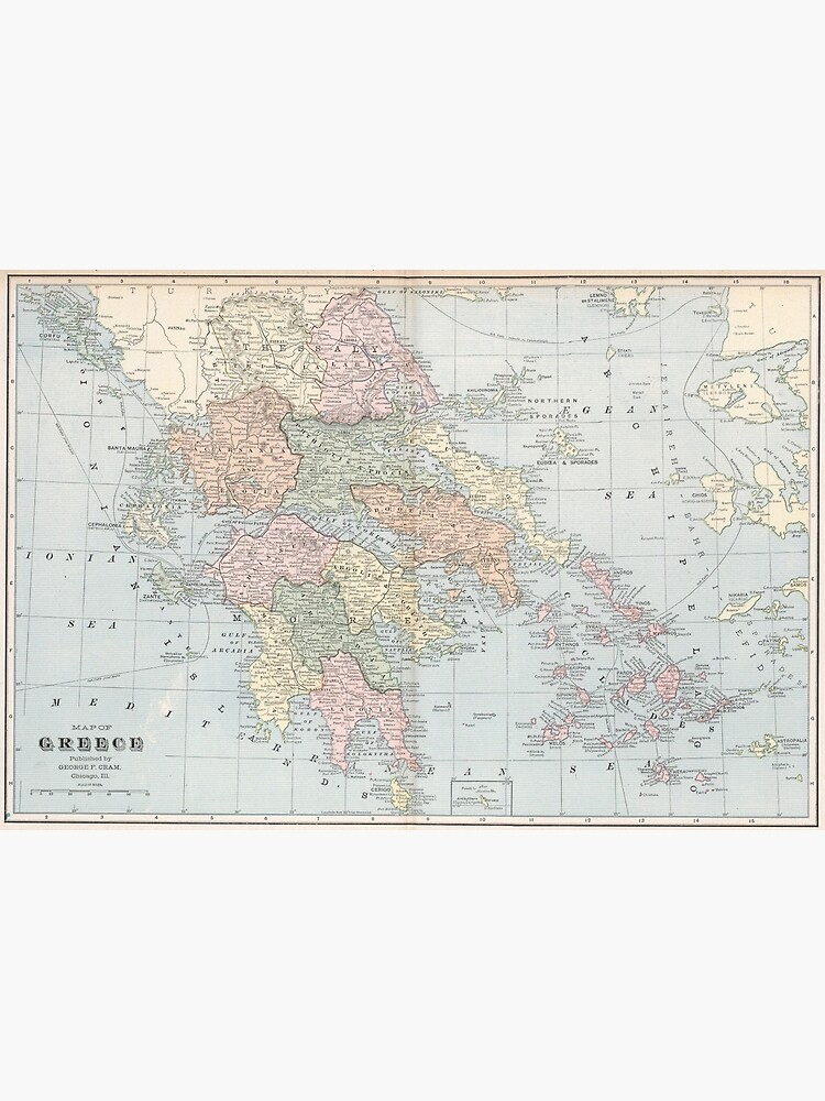 Vintage Map of Greece (1901) Premium Matte Vertical Poster sold by ...
