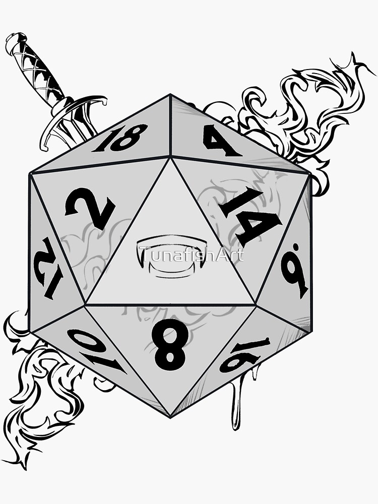 "Astarion Design D20 Dice " Sticker for Sale by TunafishArt | Redbubble