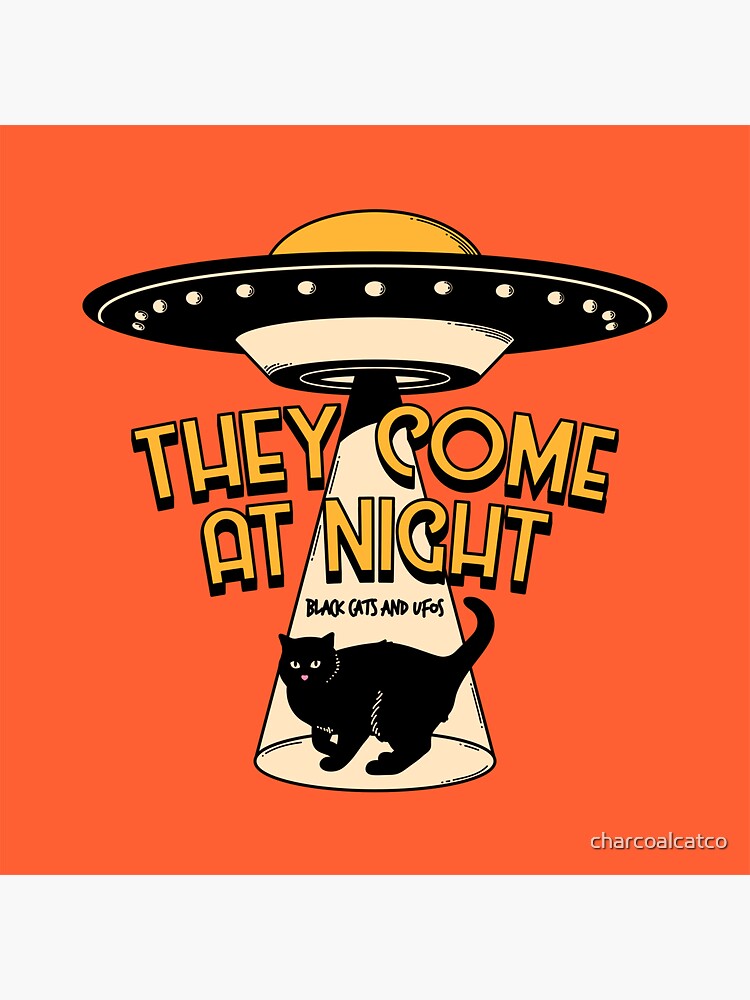 "Aliens and Black Cat in orange" Sticker for Sale by charcoalcatco ...