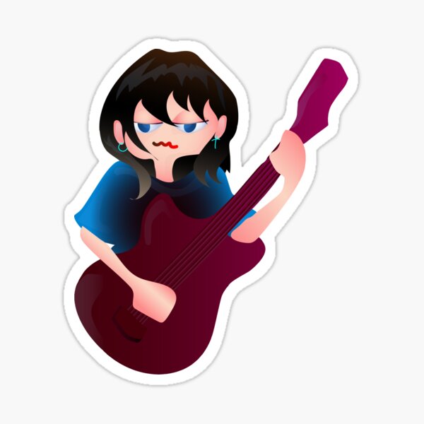 "Sleepy Rock Girl Guiter Player" Sticker for Sale by Sleepycircle ...