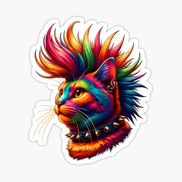"Rockin' the Meowhawk" Sticker for Sale by sixfold5165 | Redbubble