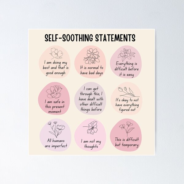 "Self-soothing statements" Poster for Sale by ThoughtJumble | Redbubble
