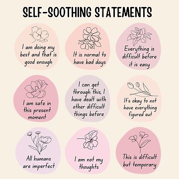 "Self-soothing statements" Sticker for Sale by ThoughtJumble | Redbubble