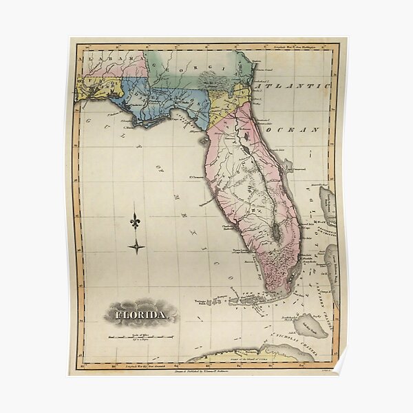 "Vintage Map of Florida (1823)" Poster by BravuraMedia | Redbubble