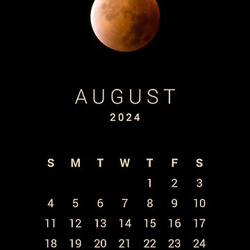 "August 2024 dark calendar red moon" Sticker by StohlerPhotos | Redbubble