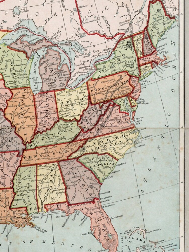 "Vintage Map of The United States (1887)" iPhone Case for Sale by ...