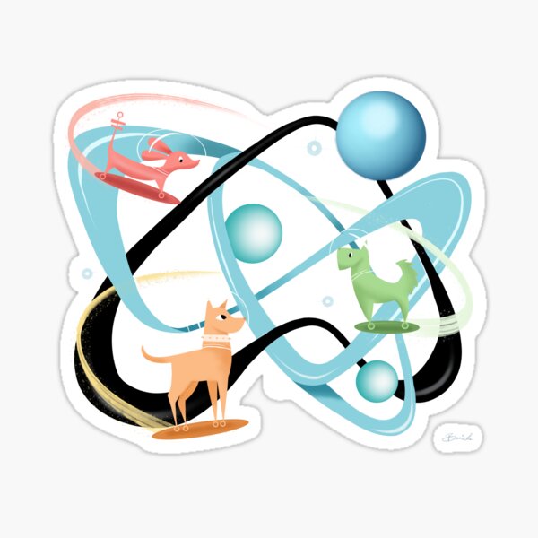 "Atomic Rocket Powered Space Dogs" Sticker for Sale by BunnyThePainter ...