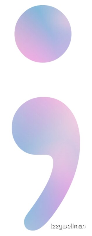 "Semicolon - Blue and Pink Pastel" by izzywellman | Redbubble