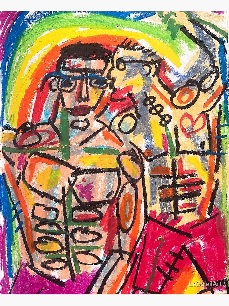 "Pride Celebration: Gay Muscle Men with Pride Flag - Oil Pastel Art ...