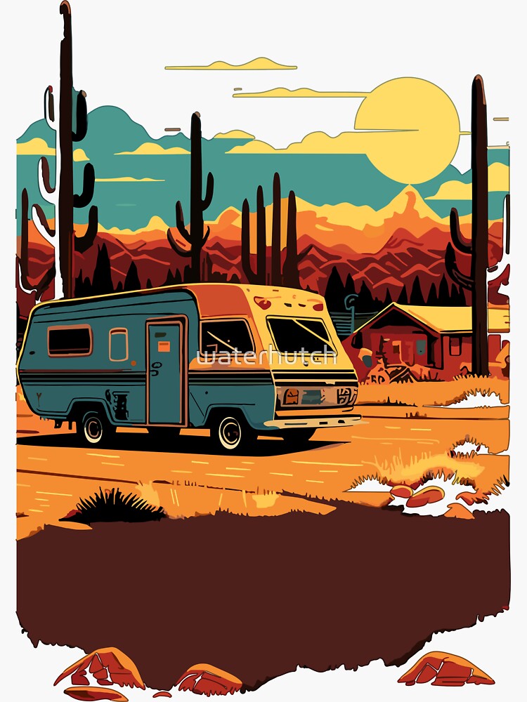 "Turbo Trails: Desert Escape in 80s Style" Sticker for Sale by ...