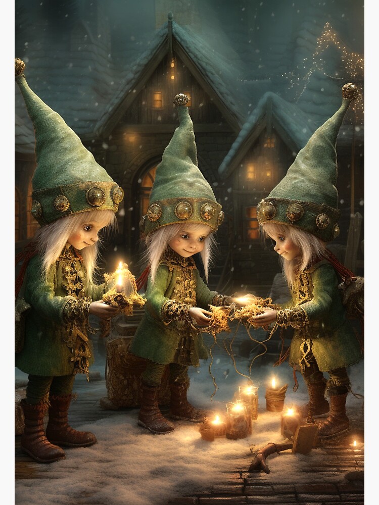 "Cute Elves in Green Jackets and Elf Hats" Greeting Card for Sale by ...
