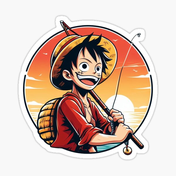 "Monkey D. Luffy Fishing" Sticker for Sale by red-potato | Redbubble