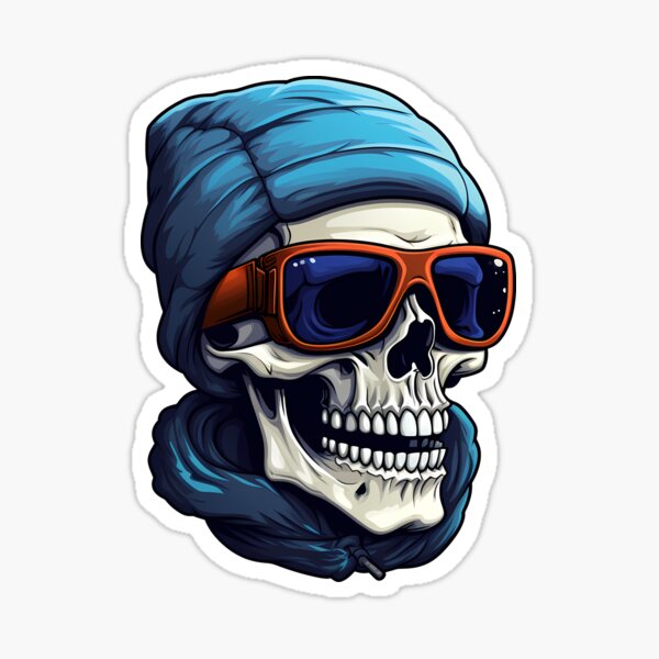 "Skull in Sunglasses and Winter Touque Drawing" Sticker for Sale by ...