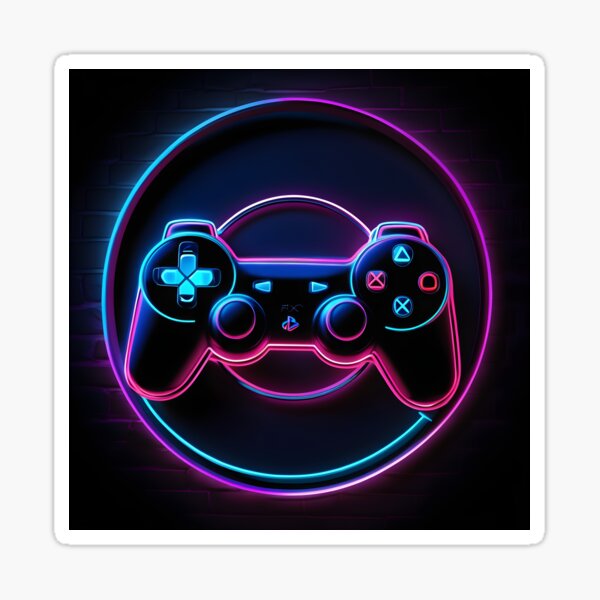 "Neon Playstation logo game controller" Sticker for Sale by Ritik11 ...