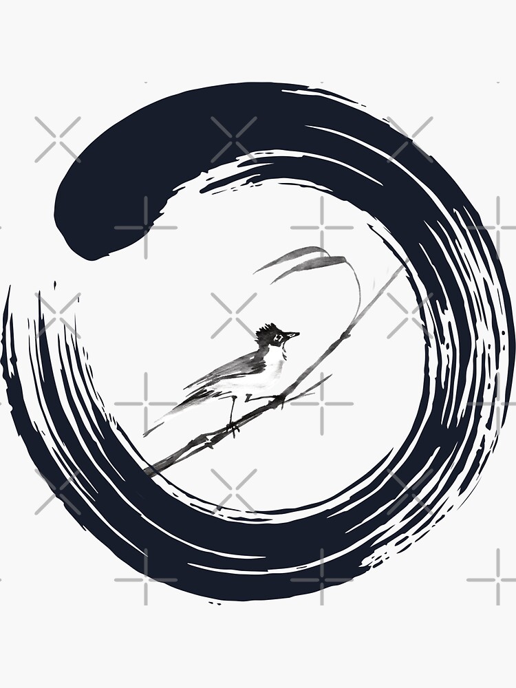 "Japanese enso circle bird " Sticker for Sale by StudioARTHUR | Redbubble
