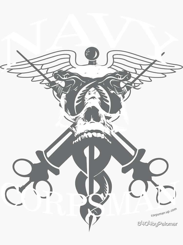 "Corpsman skull and syringe" Sticker for Sale by 8404byPalomar | Redbubble
