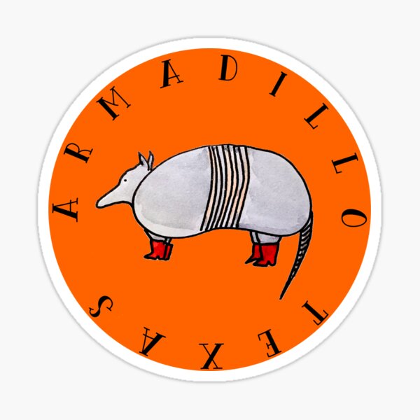 "Armadillo, Texas" Sticker for Sale by Emily-Dodrill | Redbubble