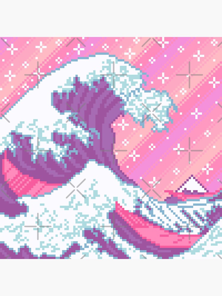 "Great Wave Pixel Art" Sticker by AlleenasPixels | Redbubble