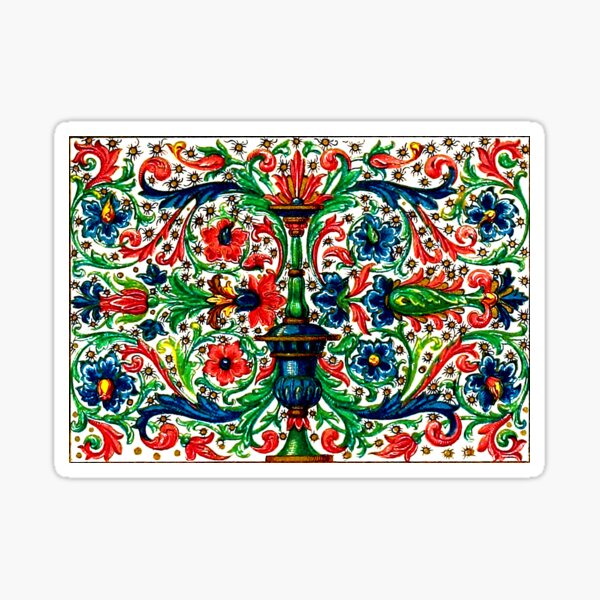 "Jeweled Medieval Manuscript Flowers" Sticker for Sale by Pixelchicken ...