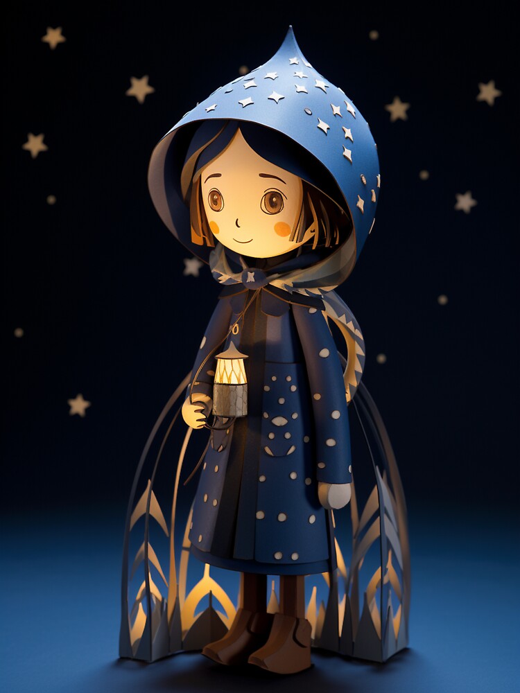 "Girl Wearing A Cloak In Winter Night Art" Sticker for Sale by ...