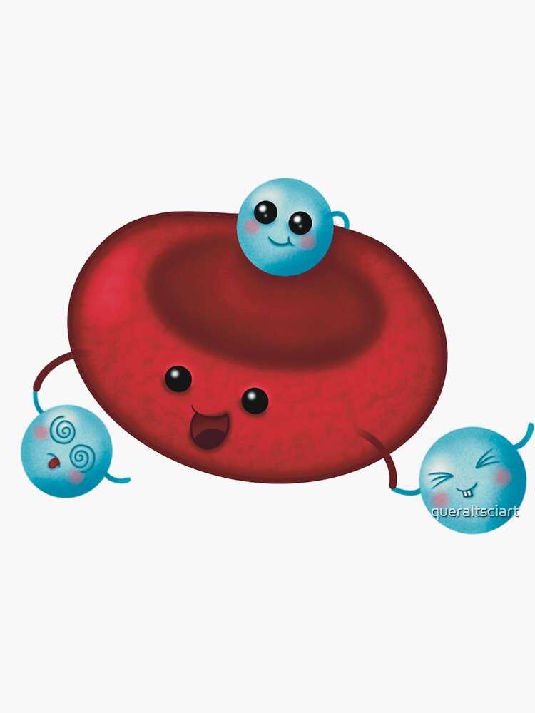 "Cute red blood cell carrying oxygen!" Sticker by queraltsciart | Redbubble
