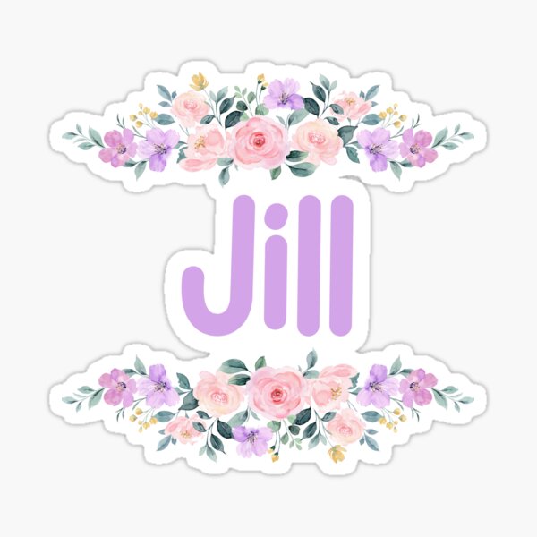 "Purple Flower Jill Name Label (Black)" Sticker for Sale by NormadWorld ...