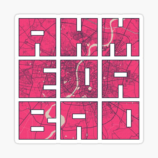"Ahmedabad City Map of Gujarat, India - Blossom" Sticker for Sale by ...