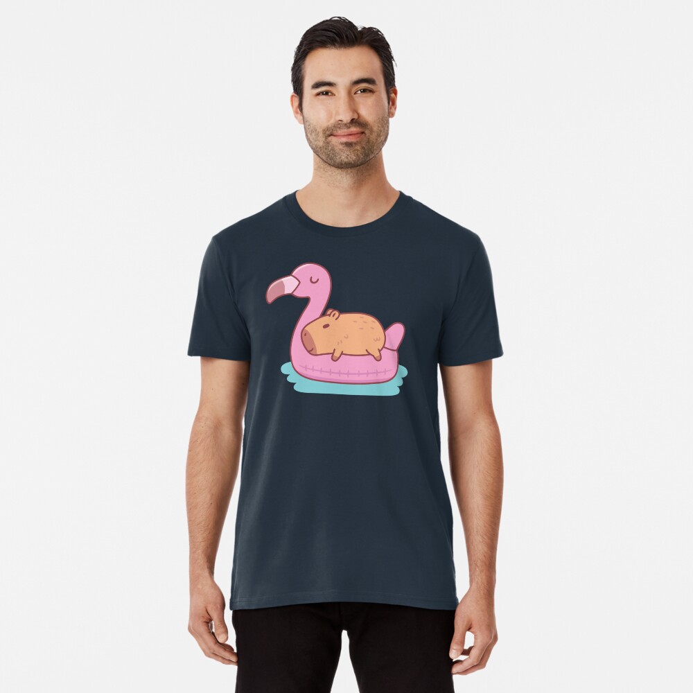 "Cute Capybara Chilling And Relaxing On Flamingo Pool Float" Sticker ...