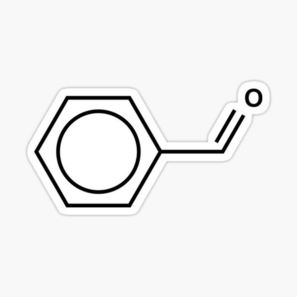 "Benzaldehyde Chemical Molecule Structure" Sticker by Girih | Redbubble