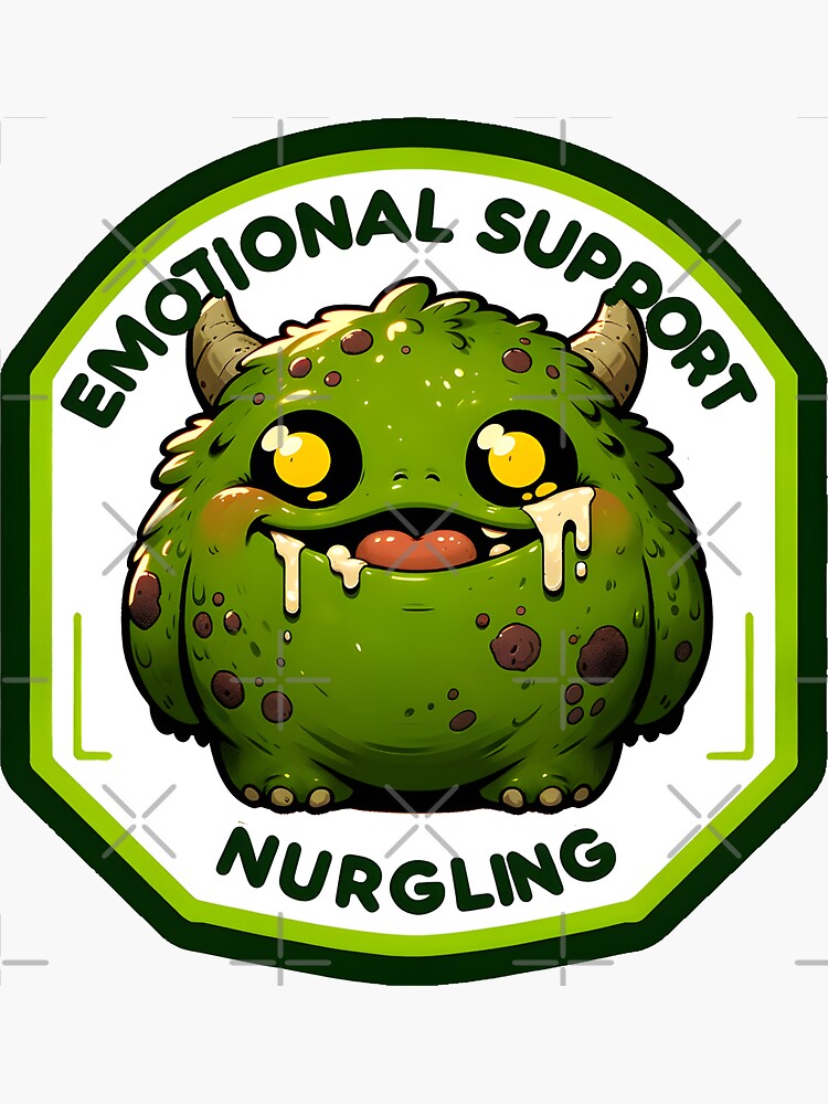 "Nurgle Emotional Support Nurgling Badge" Sticker for Sale by Mekone ...