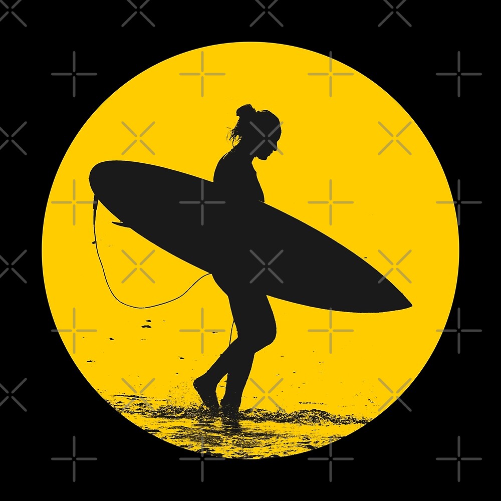 "Surfer Girl Silhouette" by Aaron Kinzer | Redbubble