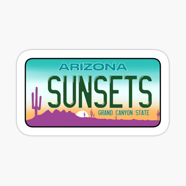 "Arizona Sunsets Grand Canyon State Desert License Plate" Sticker for ...