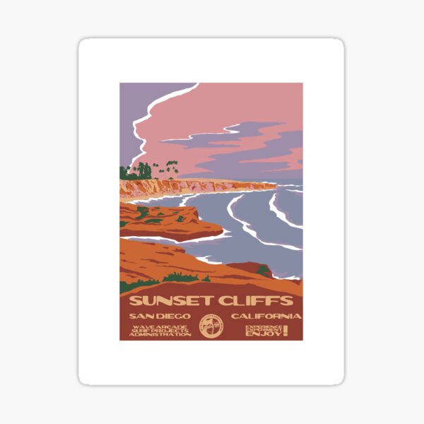 "Sunset Cliffs | San Diego, CA | Surf Print" Sticker for Sale by ...