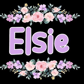 "Purple Flower Elsie Name Label (Black)" Sticker for Sale by ...