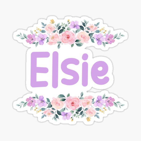 "Purple Flower Elsie Name Label (Black)" Sticker for Sale by ...