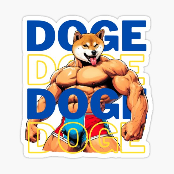 "Muscle Dogecoin,Doge coin meme,shiba inu,manga meme,Doge coin" Sticker ...